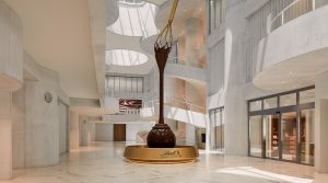 Über 9 Meter hoher Brunnen mit fliessender Schokolade